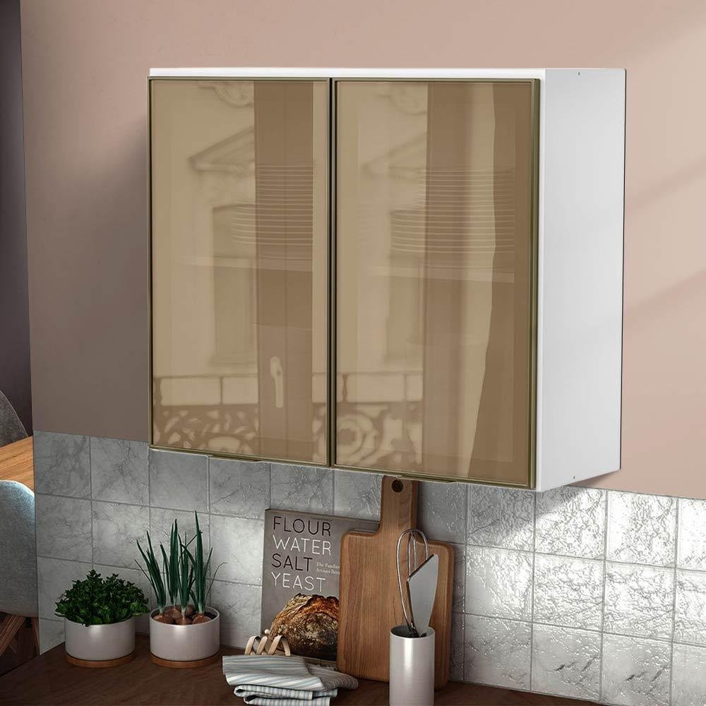 Armário Aéreo 2 Portas Para Cozinha Com Vidro Reflecta Branco Kali ...