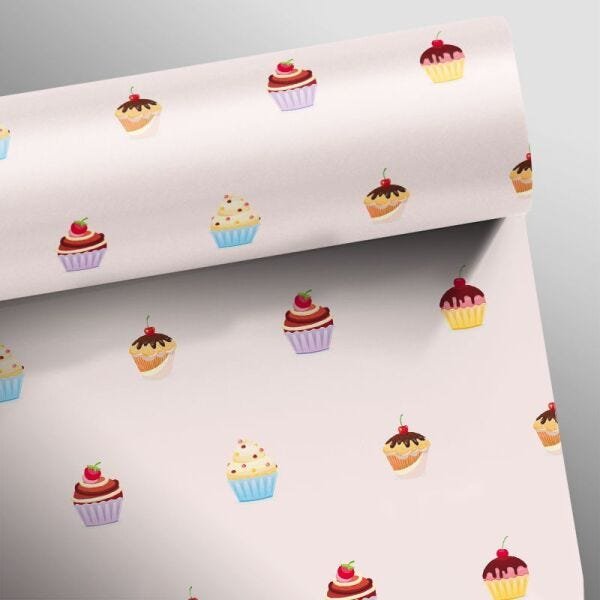 Papel de Parede Cupcakes - Rosa | MadeiraMadeira
