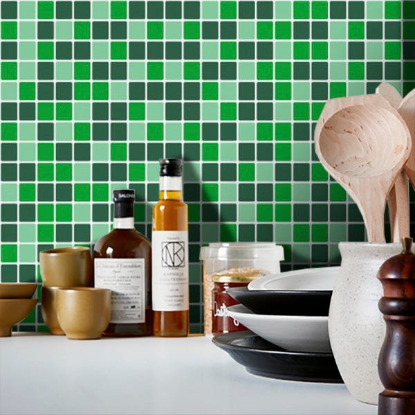 Adesivo Destacável Pastilha Mix Verde - 20 x 20cm - 18 unidades ...