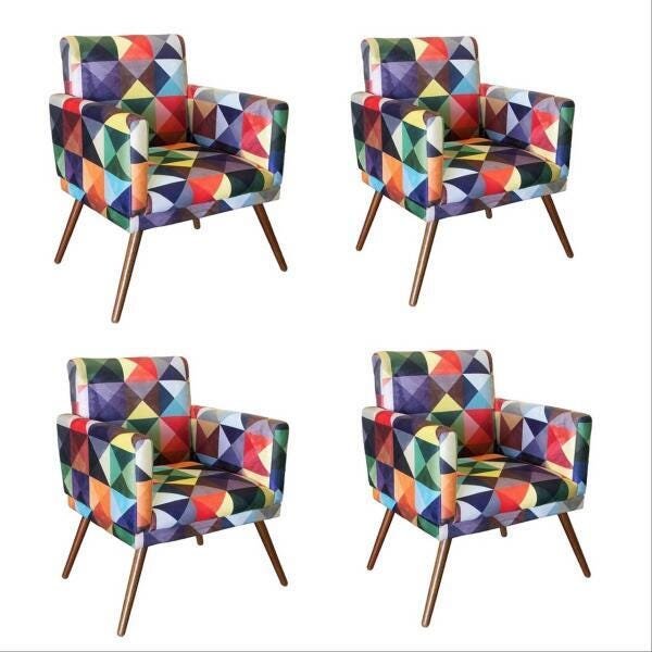 Kit 04 Poltrona Decorativa Nina com rodapé triângulo | MadeiraMadeira