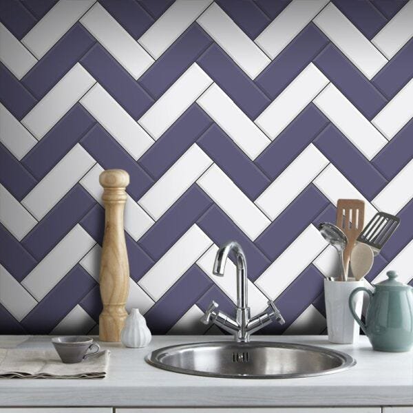 Papel de Parede Azulejo Chevron - Várias Cores - Azul | MadeiraMadeira