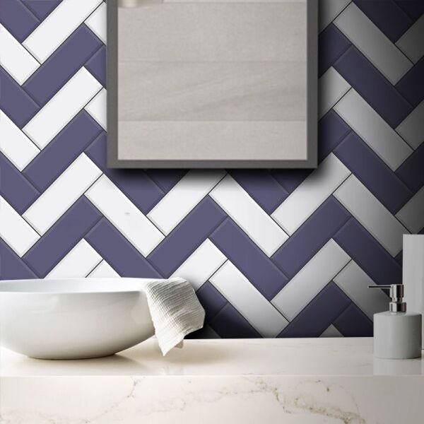 Papel de Parede Azulejo Chevron - Várias Cores - Azul | MadeiraMadeira