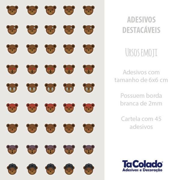 Adesivo Destacável Ursos - Cartela com 45 unidades | MadeiraMadeira