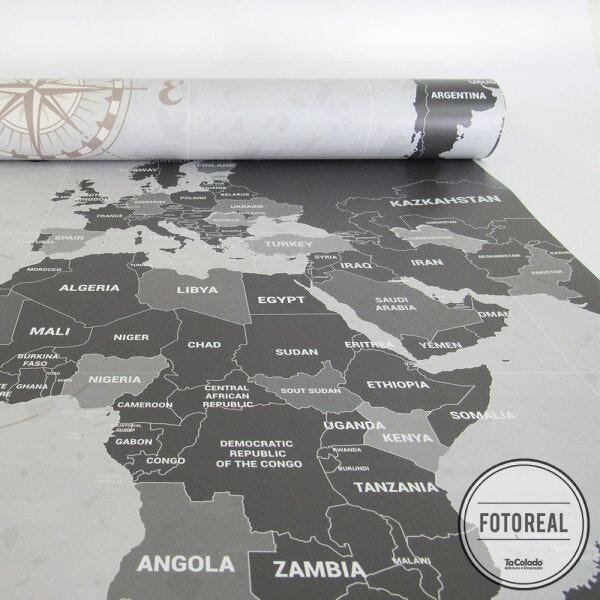 Mural Mapa Mundi - 3,48 x 3,00m | MadeiraMadeira