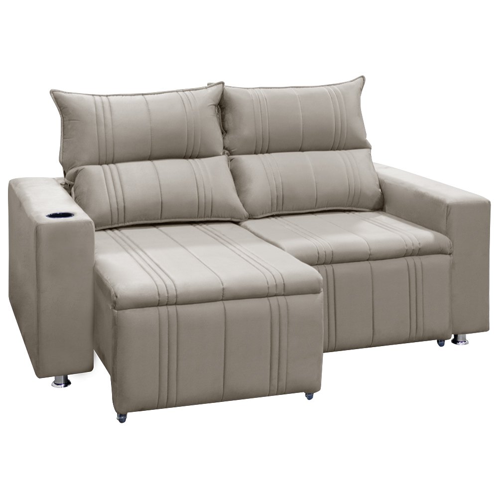 Sófa Retrátil e Reclinável 2 Lugares Madri Veludo - Shop Das Cabeceiras | MadeiraMadeira