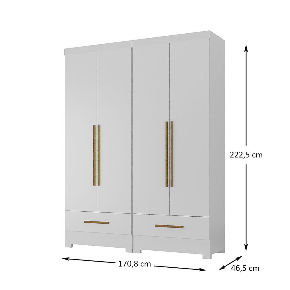Armário para Escritório Modulado Abel 4 Portas 2 Gavetas Branco/nature ...