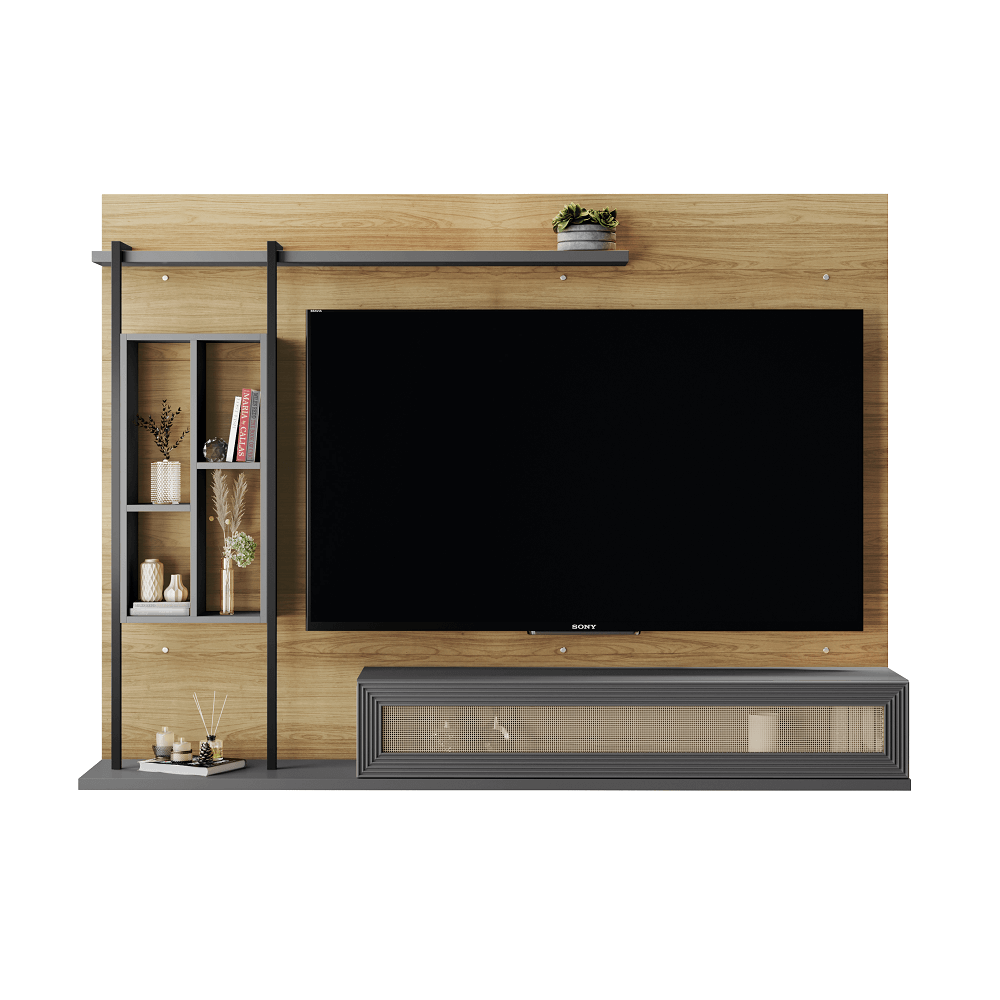 Painel Autêntico Para Tv Até 60 Polegadas JCM - Noronha/Grafite ...