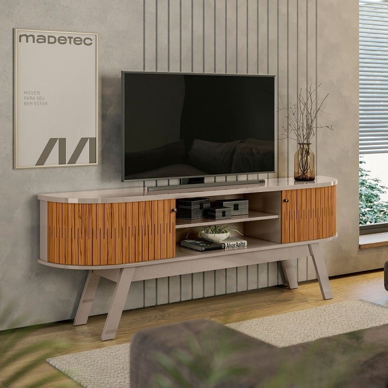 Bancada Valência Para TV até 75 Polegadas Fendi e Naturale - Madetec | MadeiraMadeira