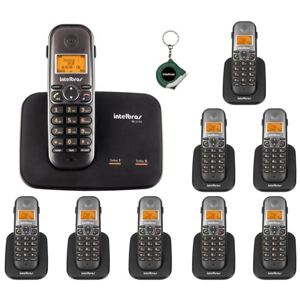 Aparelho Telefone Fixo sem Fio Id 2 Linhas Bina com 8 Ramal ...