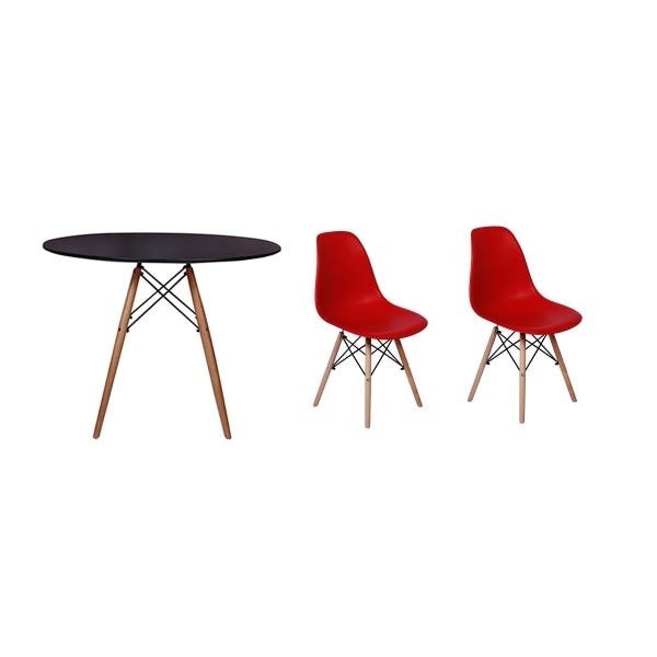 Kit Mesa Jantar Eiffel 100cm Preta + 2 Cadeiras Charles Eames ...