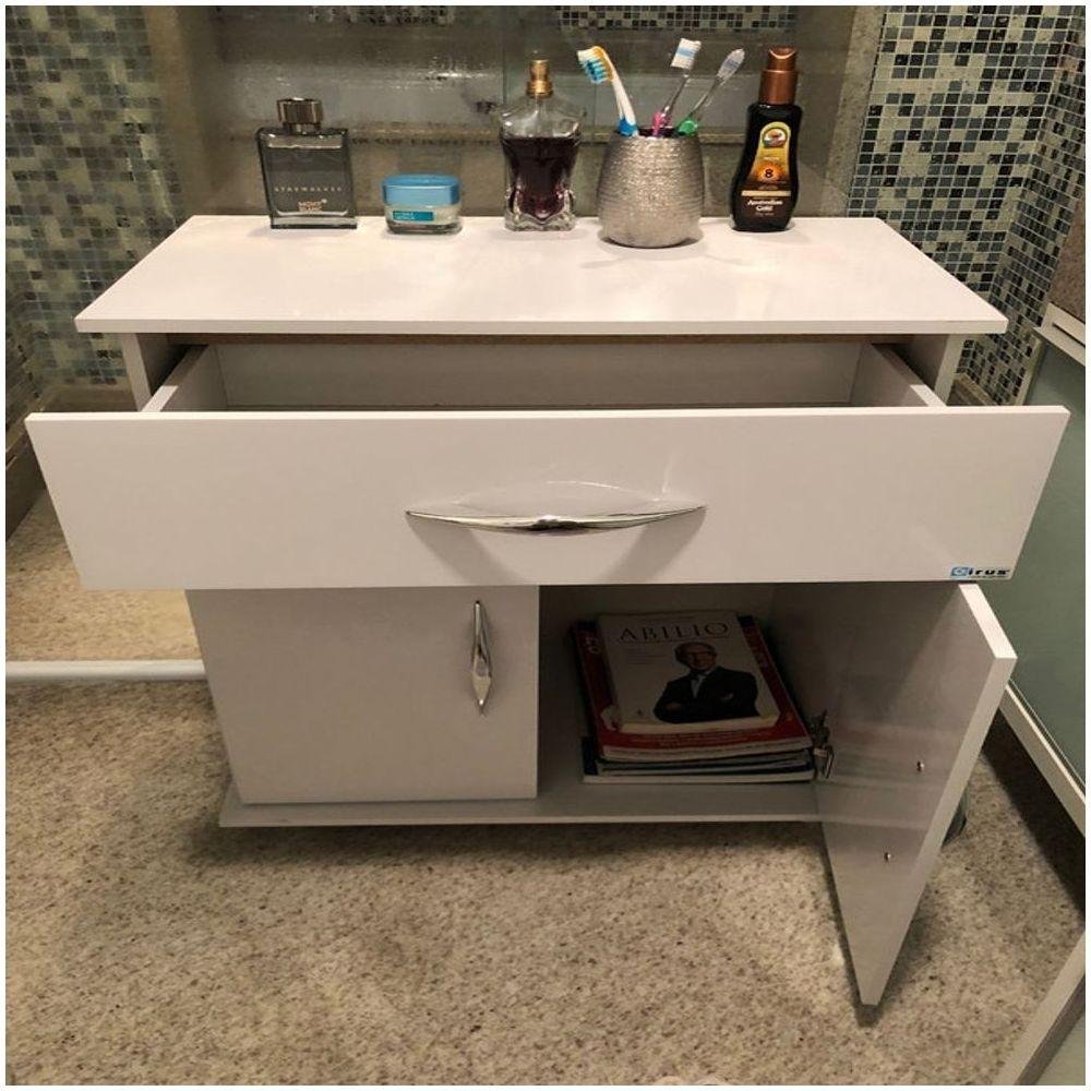 Balcão Móvel Multiuso Com Rodinhas Madeira Branca | MadeiraMadeira