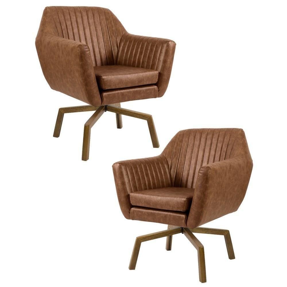 Kit 2 Poltronas Giratórias Base Ka Madeira Dani B-14 Moca | MadeiraMadeira