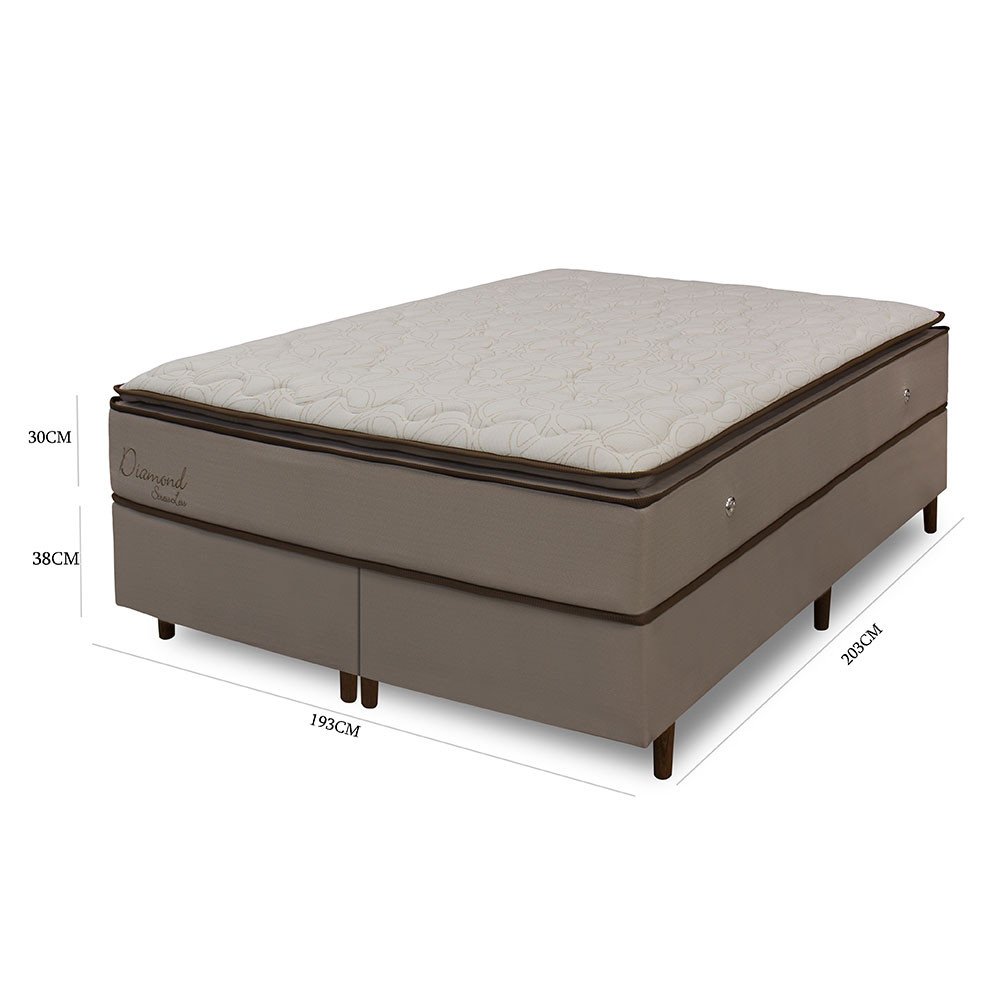Conjunto Box King Size Colchão Diamond Plus Molas Ensacadas e Base Cama ...
