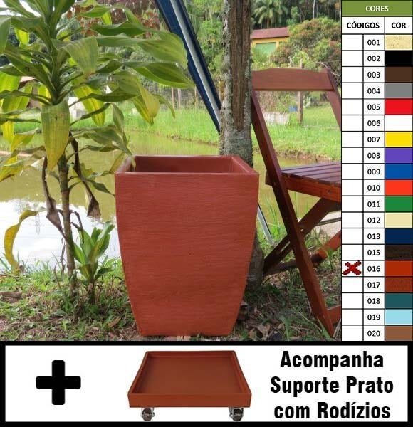 Kit Vaso Planta + Prato Rodízio 45x35 Moderno Trapézio Polietileno ...