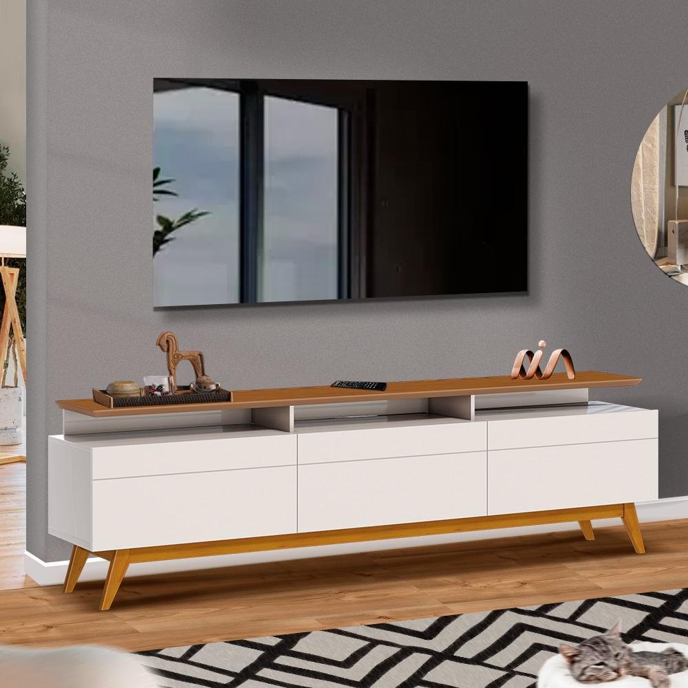 Rack para Tv até 60 Polegadas Off White Freijó Touch Loft Imcal ...