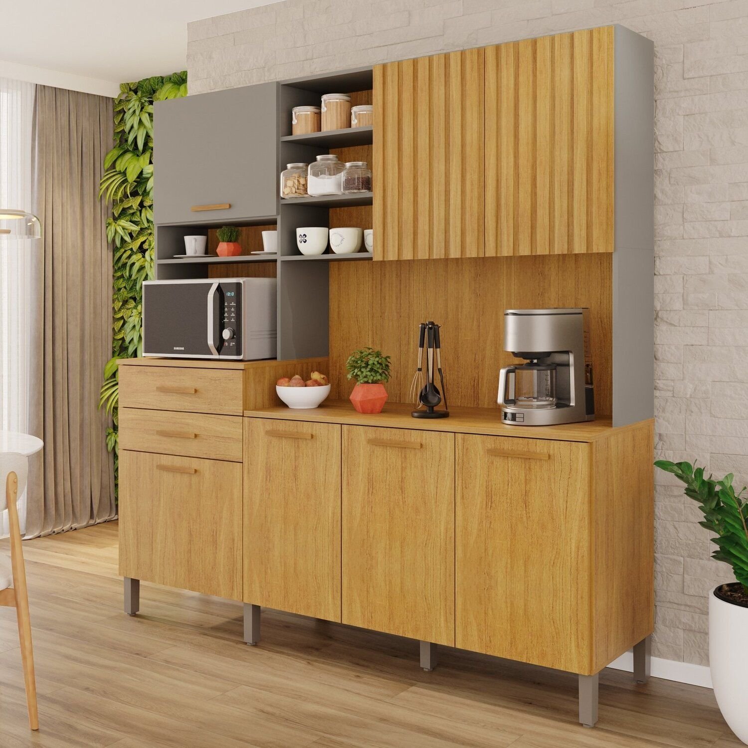 Cozinha Compacta 7 Portas 2 Gavetas Lagos | MadeiraMadeira