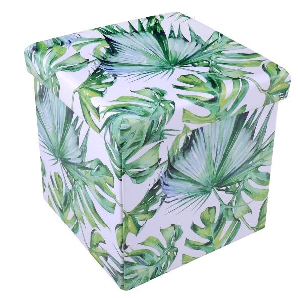 Puff Baú Estampado com Tampa Tropical | MadeiraMadeira