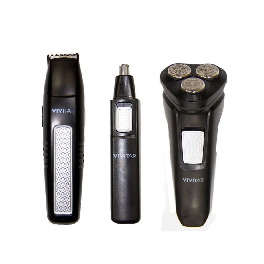 Kit Barbeador e Aparador de Pelos Barba e Cabelo com 11 peças Preta ...