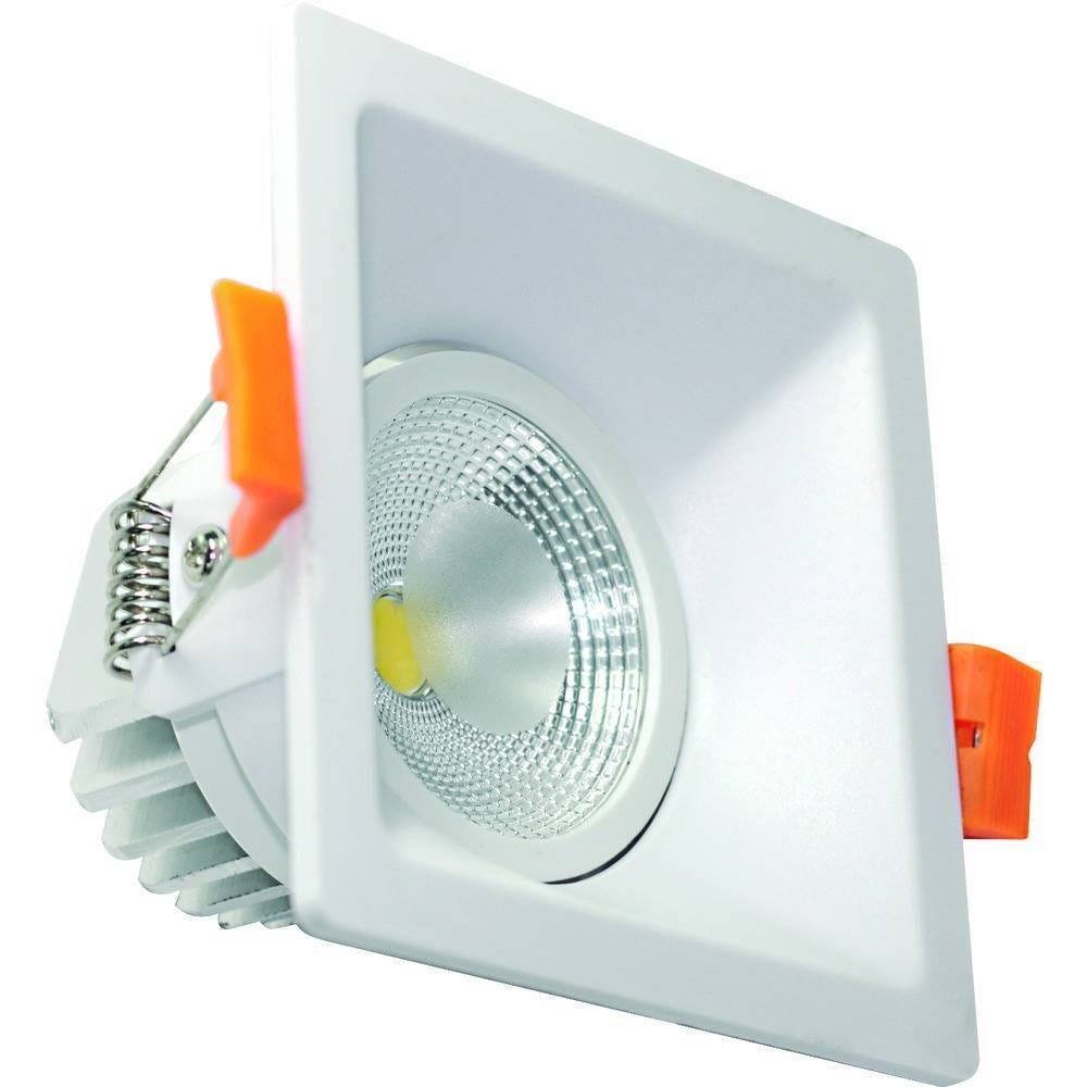 Spot Embutir LED Recuado Policarbonato 9cm 8W 3000 K | MadeiraMadeira