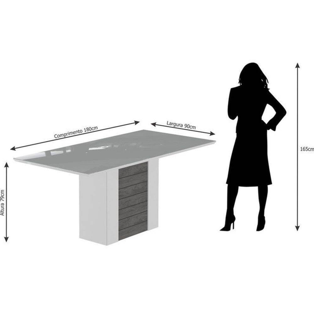 Conjunto Sala de Jantar Mesa Tampo em Vidro Rafaela 6 Cadeiras Nicole ...