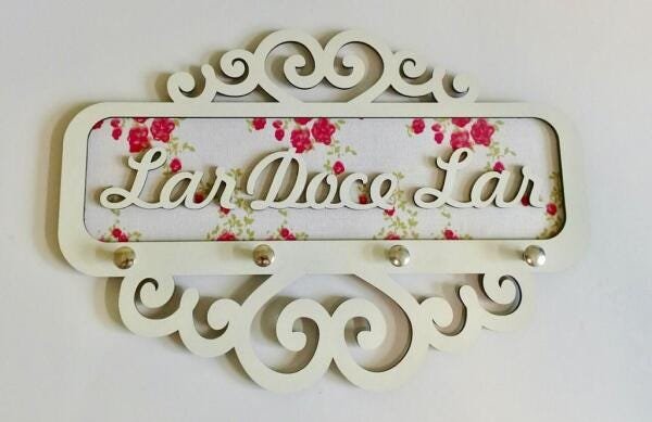Porta Chave Decorativo em MDF Lar Doce Lar | MadeiraMadeira