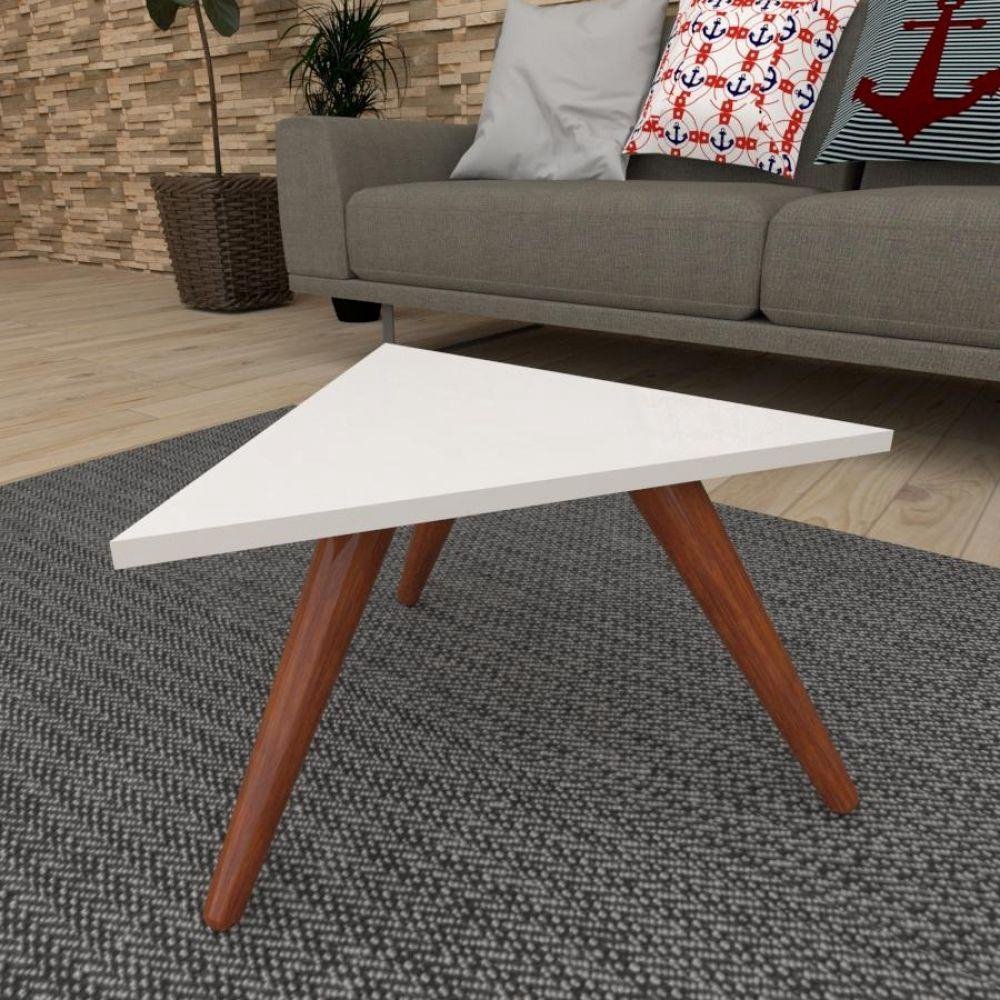Mesa de Centro Triangular 3 Pés Palito 100% MDF Unic Plan 26x50cm ...