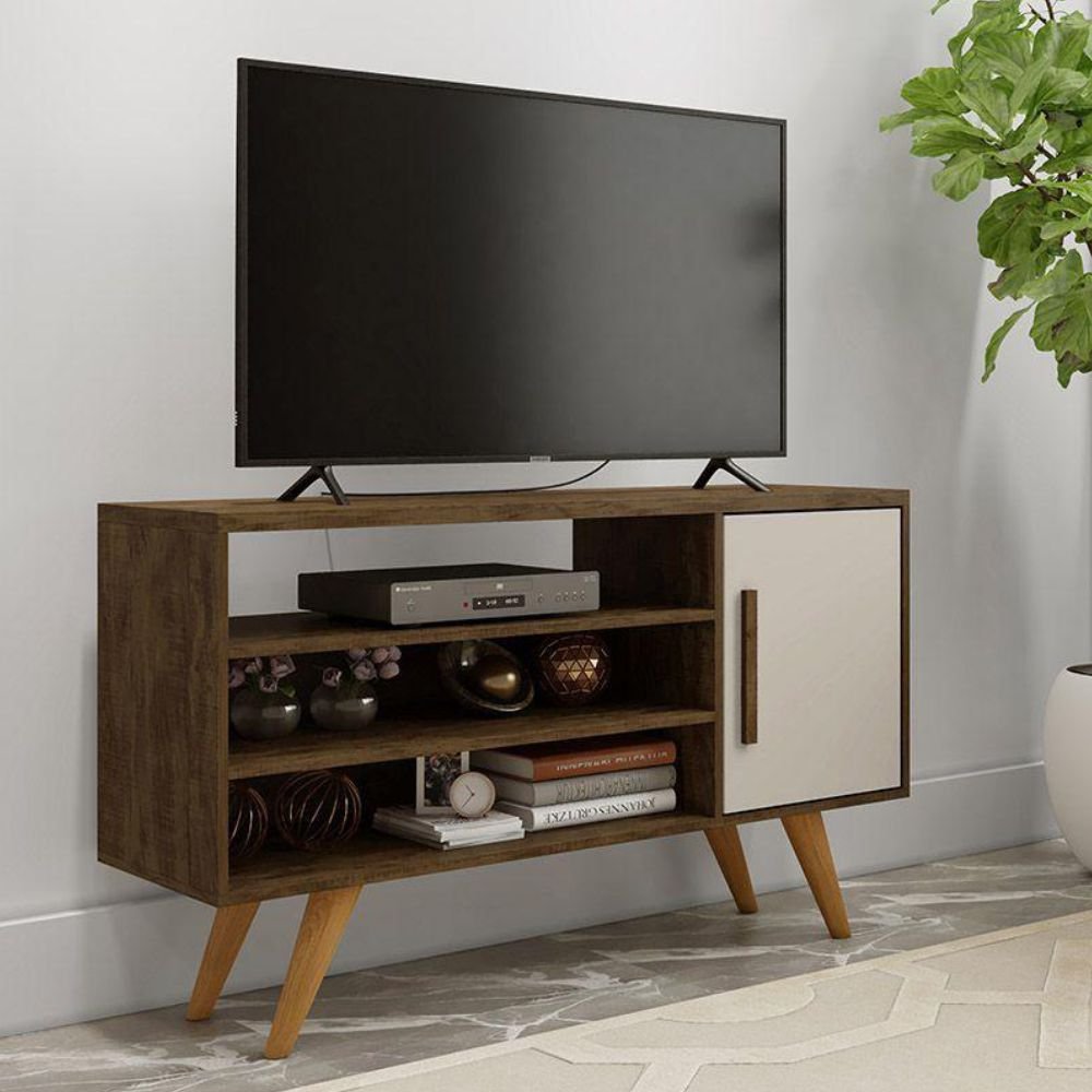 Rack Dinamarca para TV ate 55 Polegadas MobyCasa Moveis Avela/Off-White ...