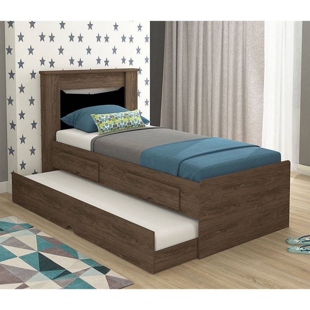 Cama Bibox Bárbara Ii Mdf 2 Gavetas Marrocos/preto Cimol | MadeiraMadeira