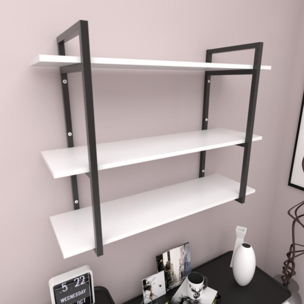 Prateleira estilo industrial Branco estante de parede prateleira mdf ...