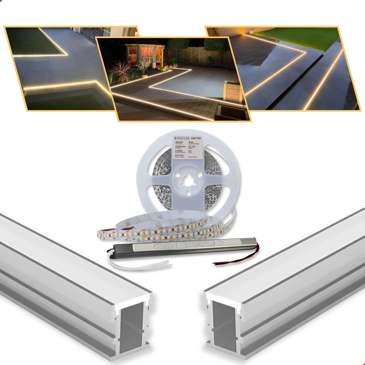 Perfil Led Embutir 28x11mm Ip65 2m Solo Garagem Externo Iluminação ...