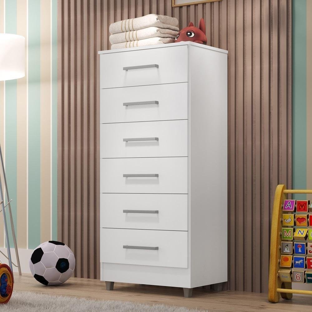 Comoda Infantil Helena 6 Gav Branco Branco | MadeiraMadeira