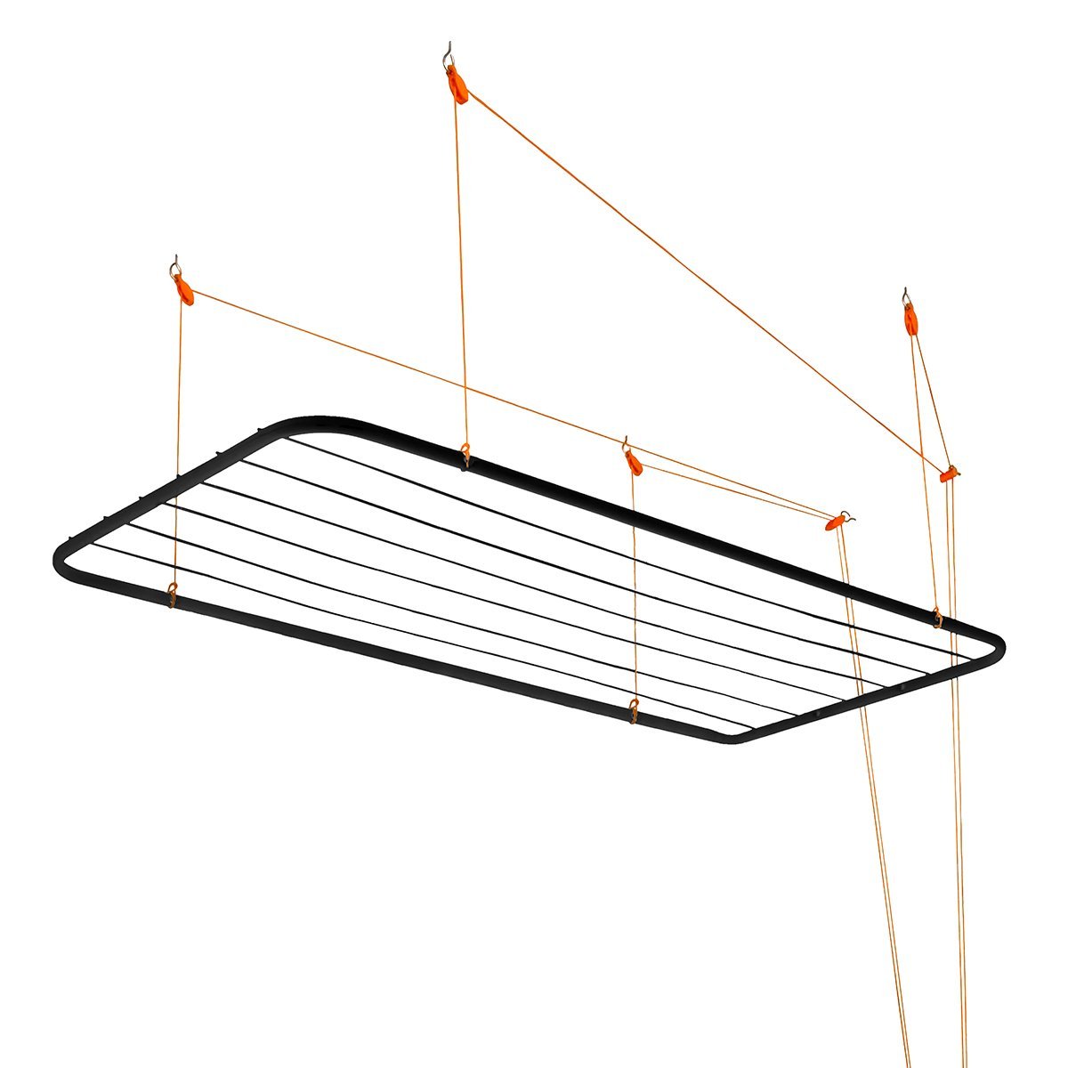 Varal de teto Grande Reforçado com kit para instalação 120x56:Preto ...