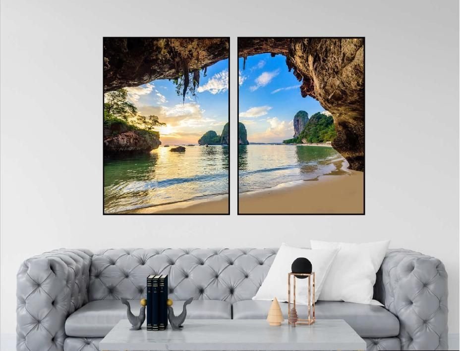 Kit 2 Quadros Decorativos Paisagens 50x70cm sem Vidro Cor:sorrell Brown ...