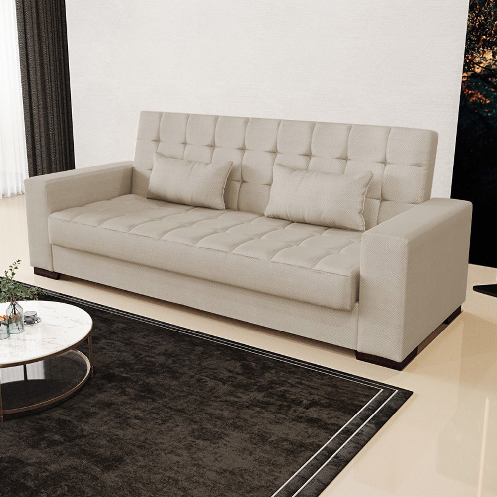 Sofá Cama Decorativo 210cm Beesley Veludo Luxo Prata - Gran Belo ...