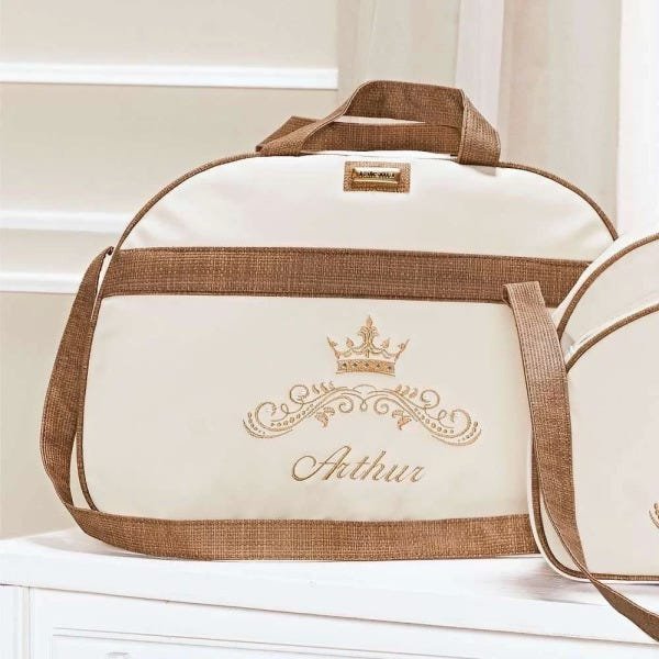 Bolsa de Maternidade Personalizada Realeza Palha/Marrom G - Talismã ...