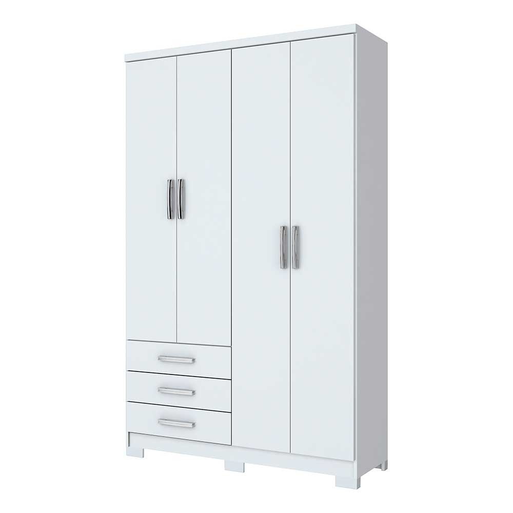 Roupeiro Solteiro Caju 4 Portas 3 Gavetas MDP Henn Branco | MadeiraMadeira