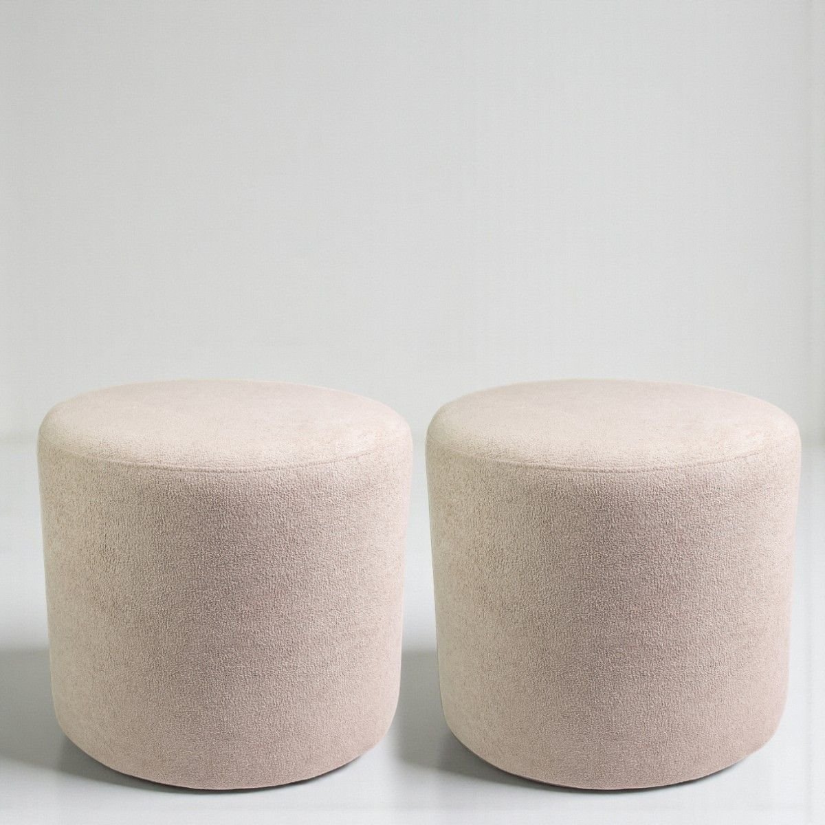 Kit 02 Puff Perse Decorativo Tecido Boucle Banqueta Puffe Redondo ...