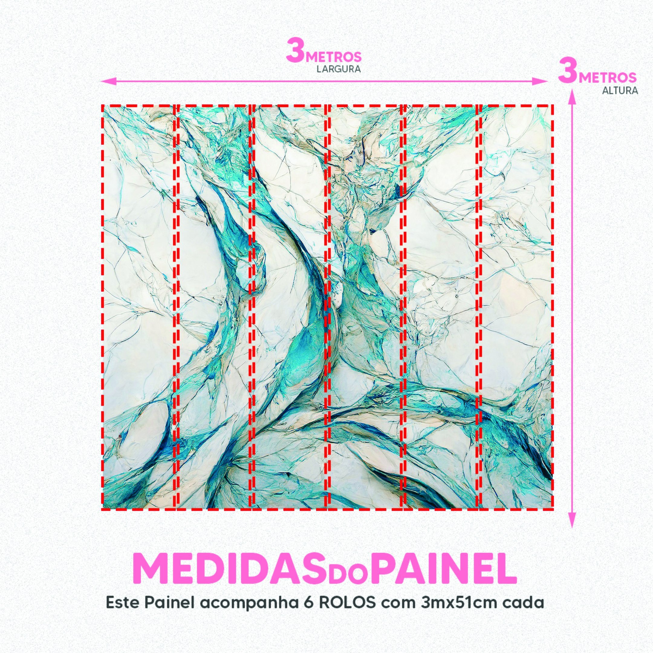 Papel de Parede Painel 3D Mármore Branco Azul Vinílico 3M Auto Colante ...