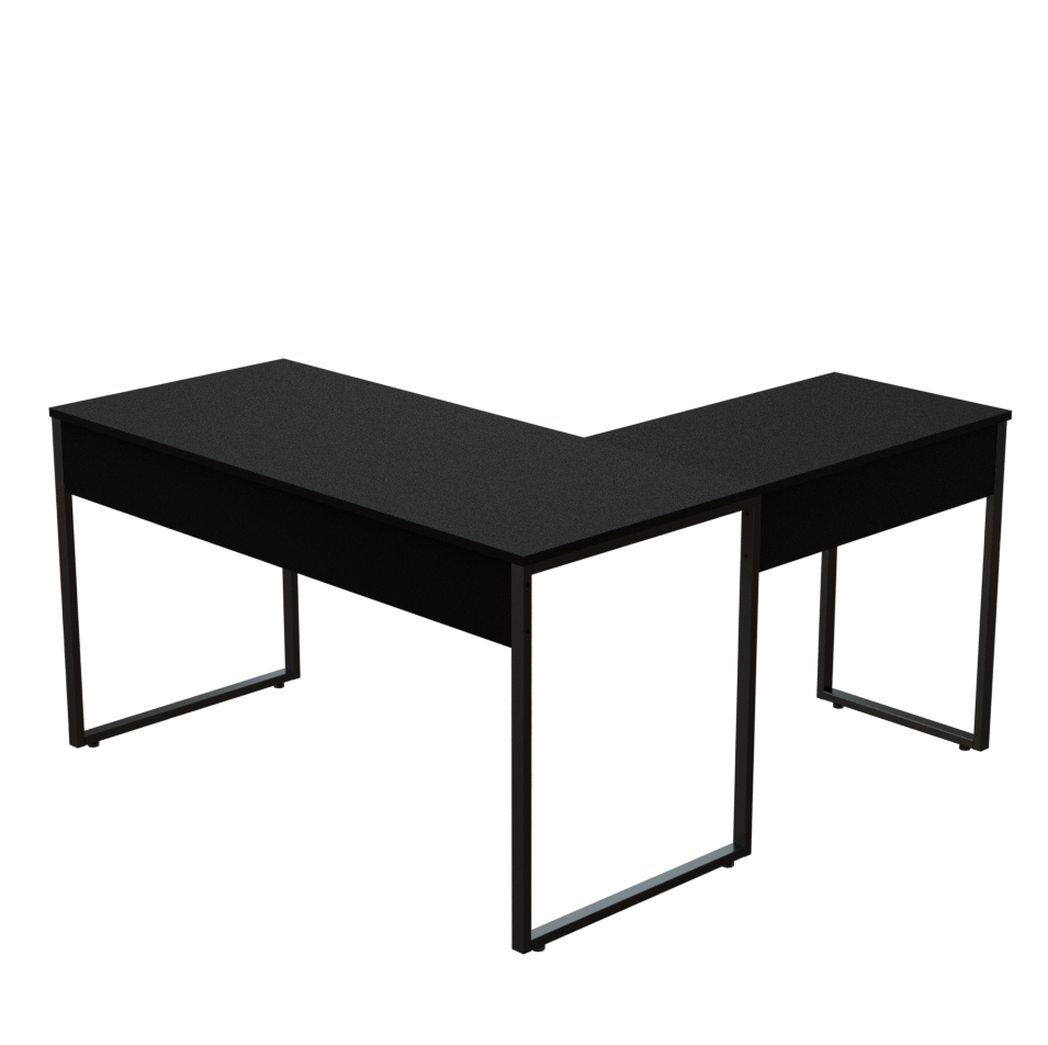 Mesa De Escritório Em L 1200X1200X600X450X730 Preta Preta | MadeiraMadeira