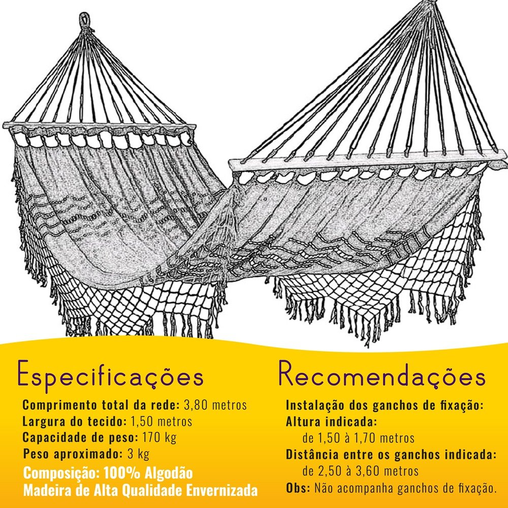 Rede de Dormir Com Madeira Artesanal Amarela | MadeiraMadeira