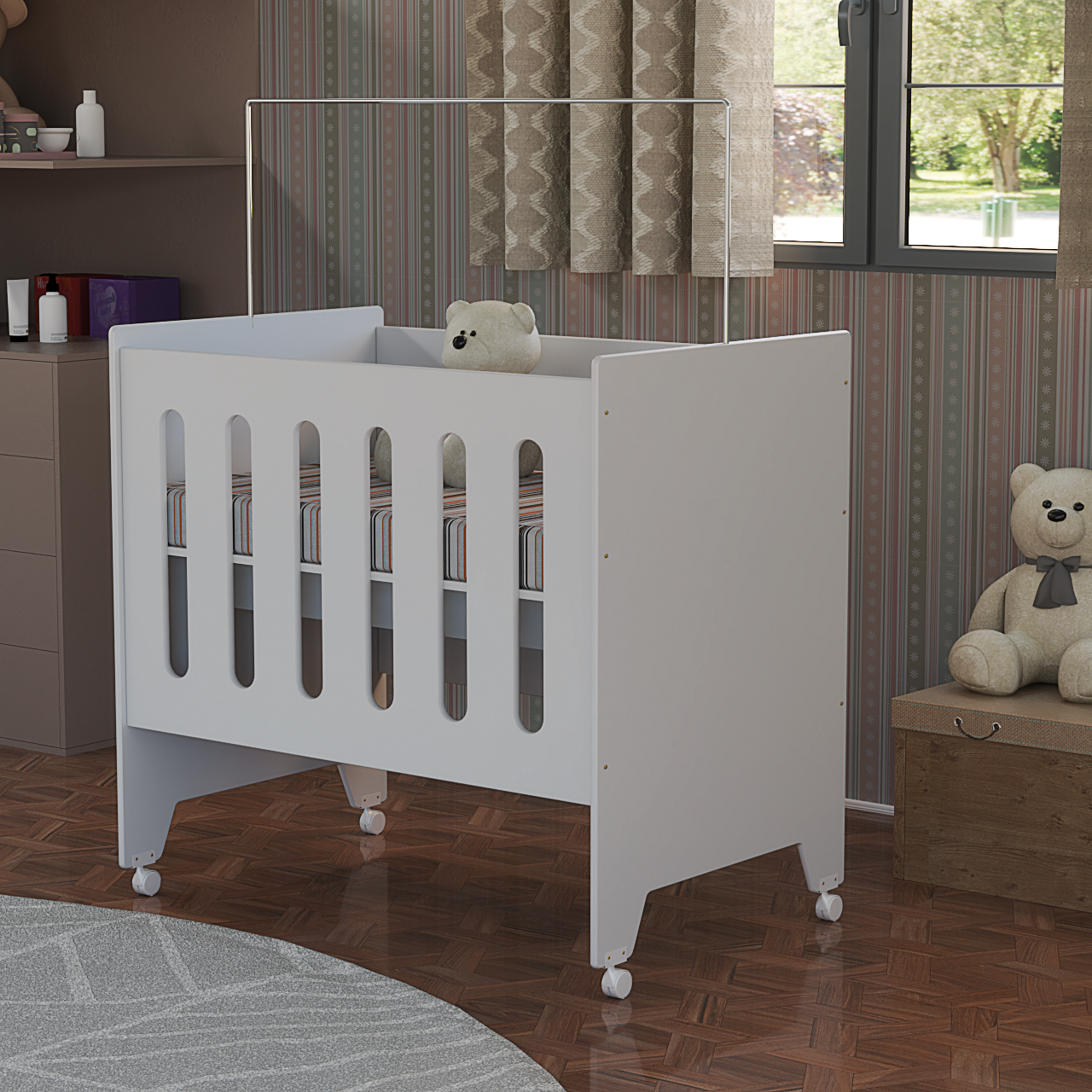 Mini Berço Moisés Branco em Mdf com Colchão - 6 em 1 | MadeiraMadeira