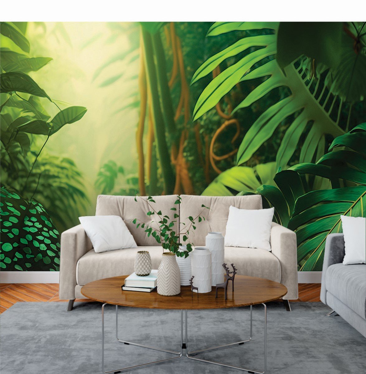 Papel de Parede 3D Painel 3M Folha Floresta Tropical Vivo Jadim ...