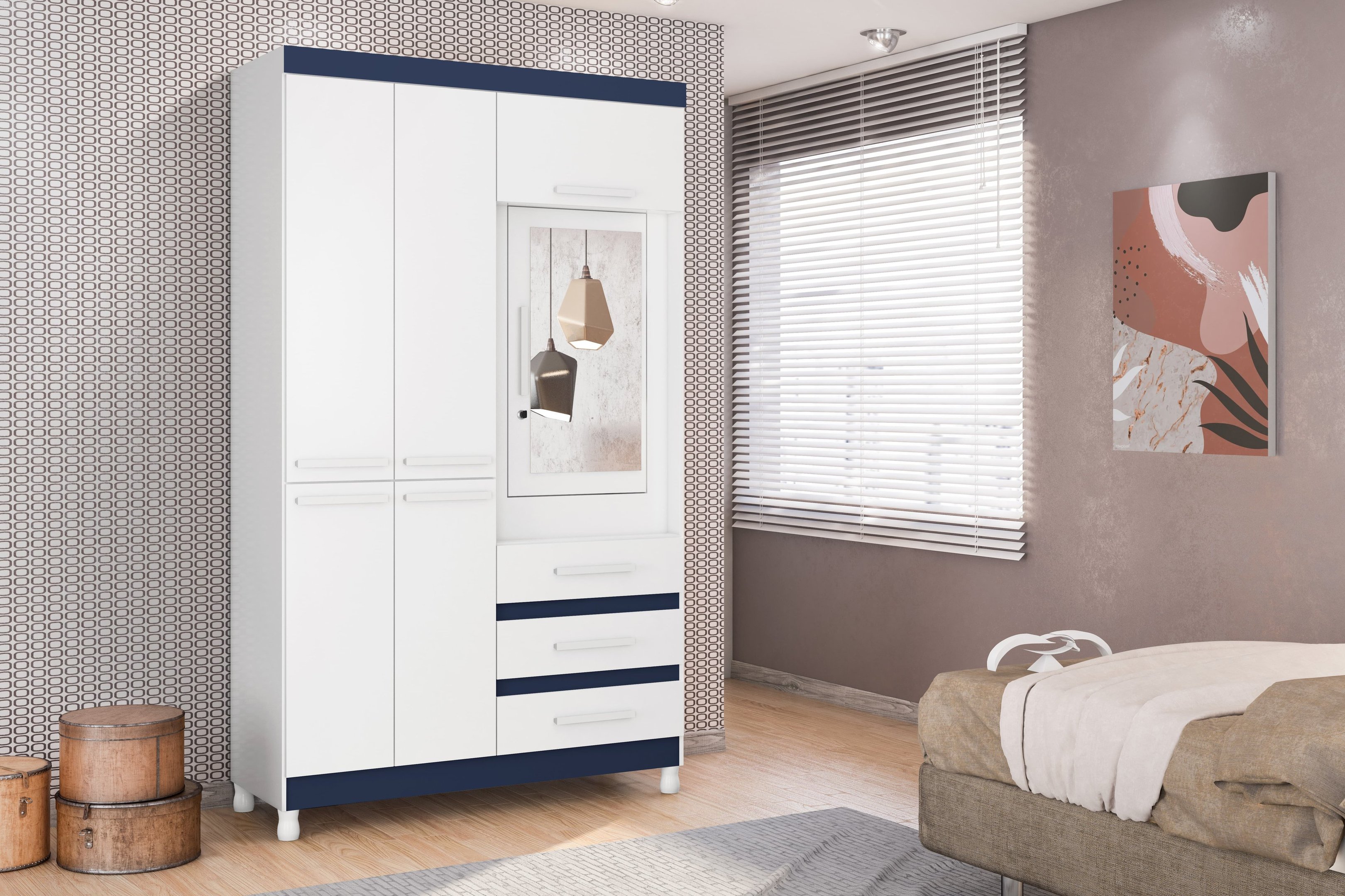 Roupeiro Solteiro Fusion Multiflex Azul Matte - Albatroz | MadeiraMadeira