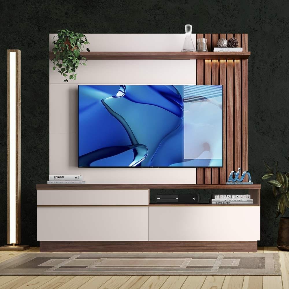 Painel Grande Home Para Sala TV Até 70 Polegadas Nogueira Real Off ...