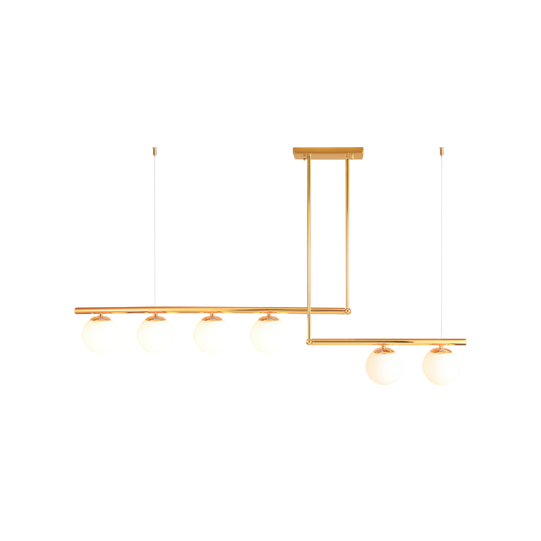 Lustre Pendente Haste Old Jabuticaba Moderno Dourado 6 Bolas ...