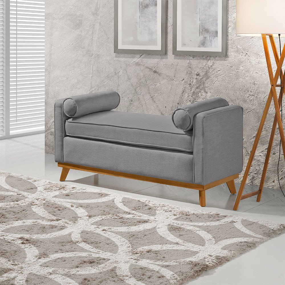 Recamier Italia 1,50M com Base Madeira Linho Sofatec | MadeiraMadeira