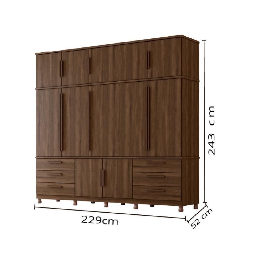 Guarda Roupas Casal 12 Portas 3 Gavetas 2,29M Titan Triplex Cedro ...