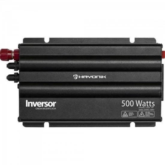 Inversor 500W 12Vdc/220V Onda Modificada Cinza Escuro Hayonik | MadeiraMadeira