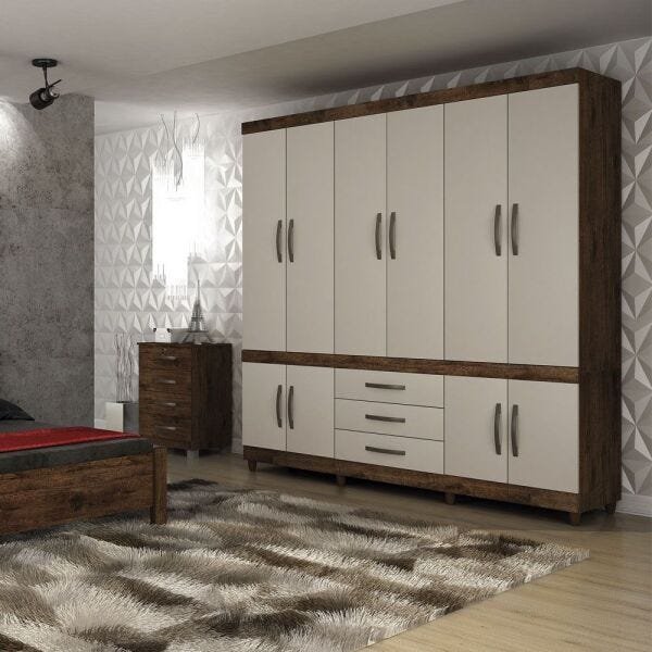 Guarda-Roupa Casal 10 Portas 3 Gavetas Parma Imbuia/Off Sallêto ...