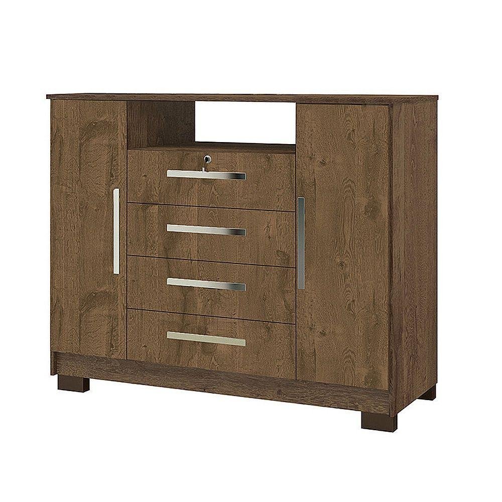 Cômoda Rack Madri Malbec E 4 Gavetas | MadeiraMadeira